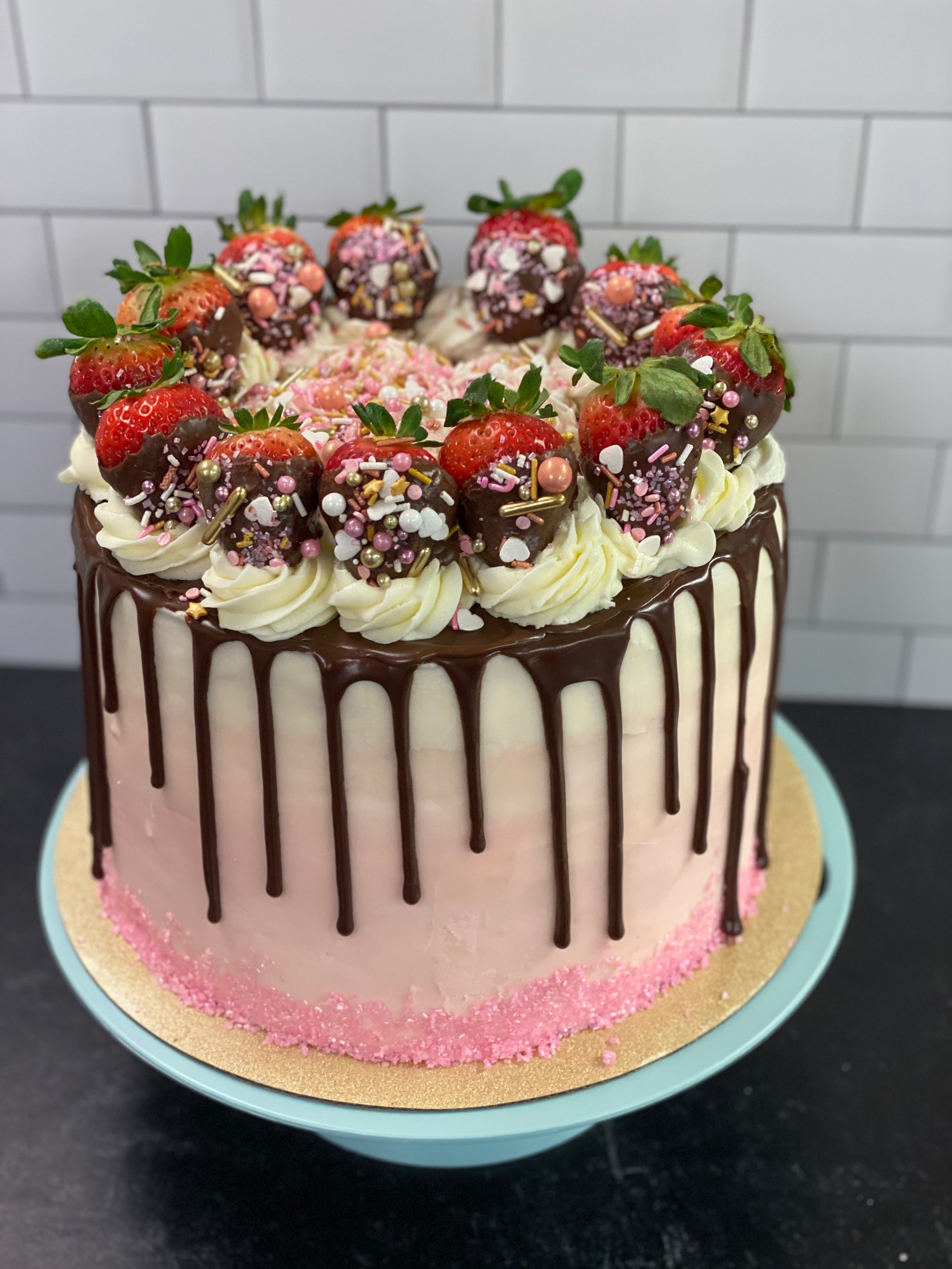 Chocolate Covered Strawberries & Cream Cake | Kate Clyde's Catered ...
